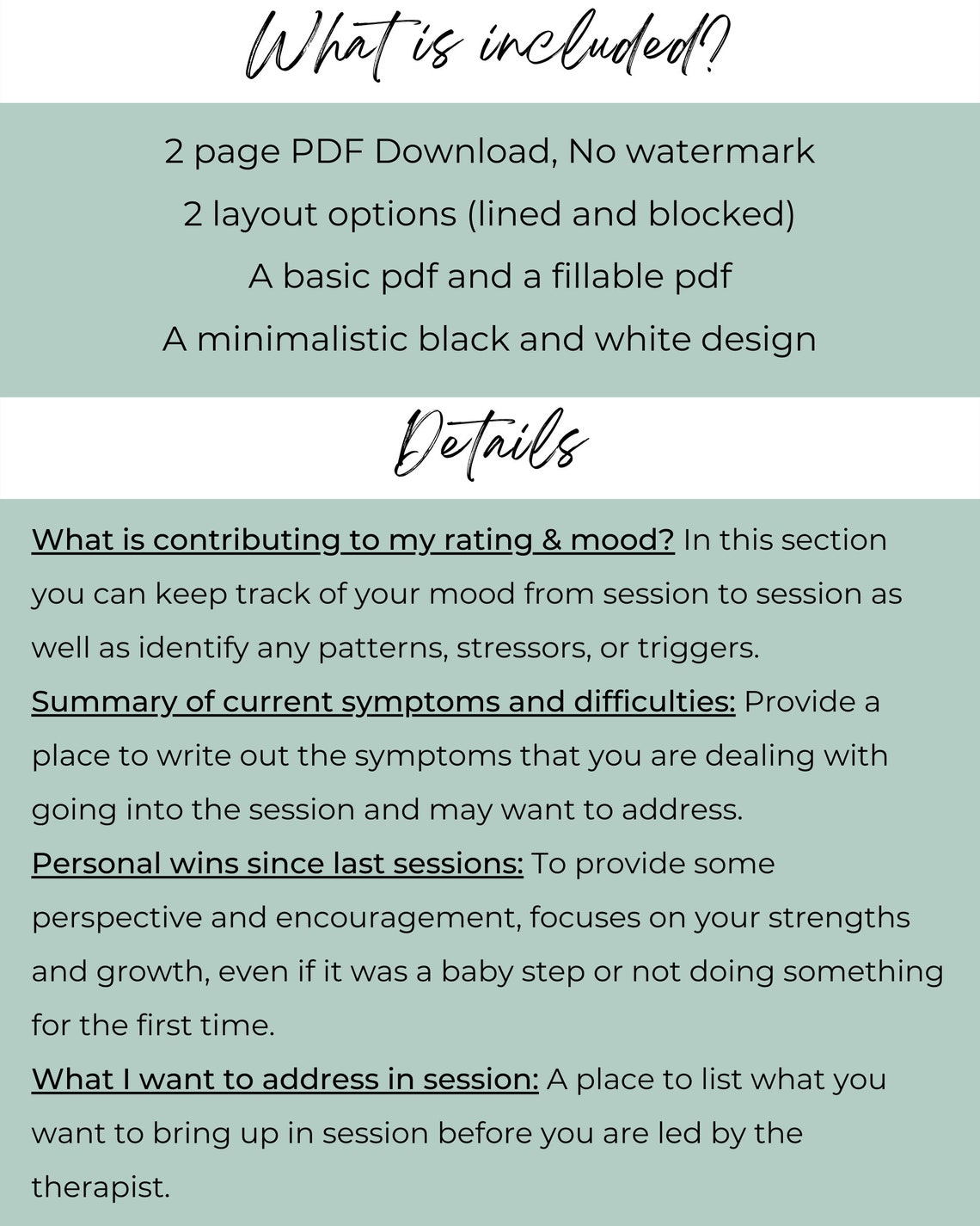 Pre Therapy Notes, Therapy Session Check In, Therapy Session Notes ...