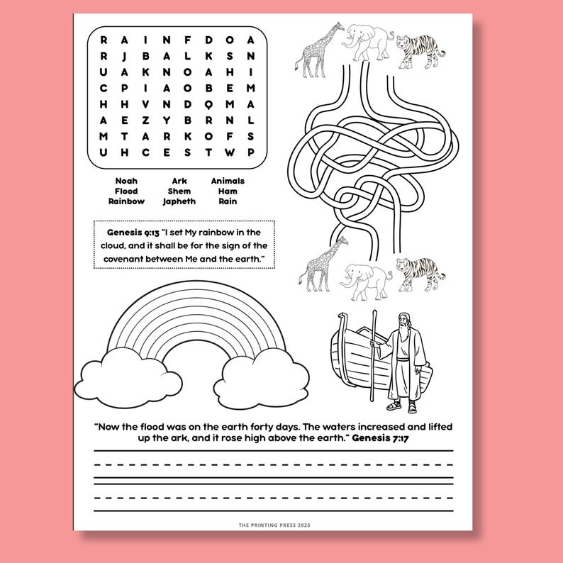 Hoja de actividades sobre el Arca de Noé / Hoja de trabajo sobre Noé y ...