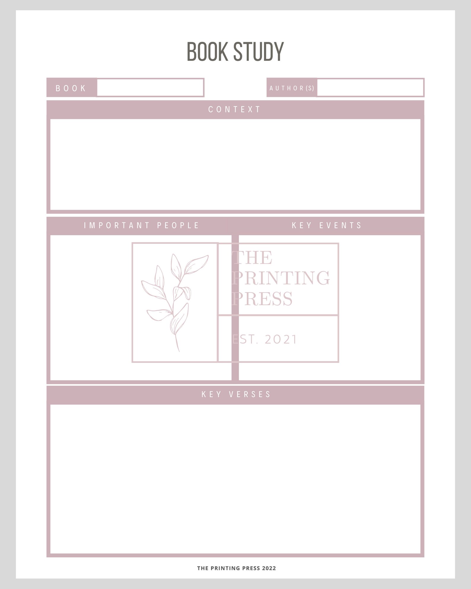 Book of the Bible Study Template, Bible Study Tools, Minimalist Bible ...