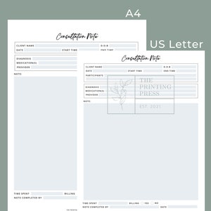 Therapy Consultation Note Template, Fillable & Printable (PDF Download ...