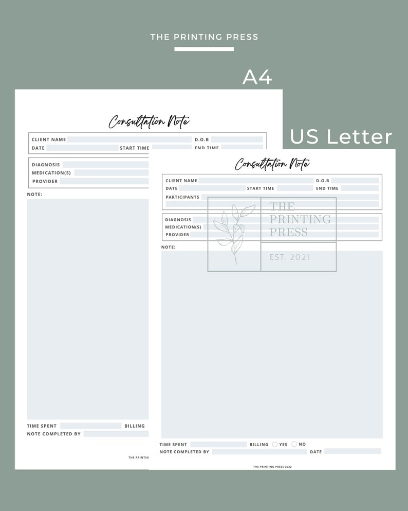 Therapy Consultation Note Template, Fillable & Printable (PDF Download ...