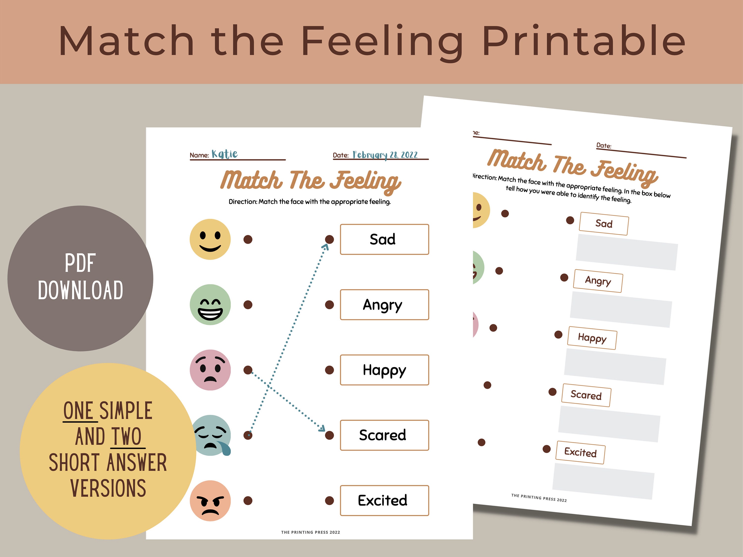 Feelings Worksheet, Mental Health Printable PDF, Identify Emotions ...