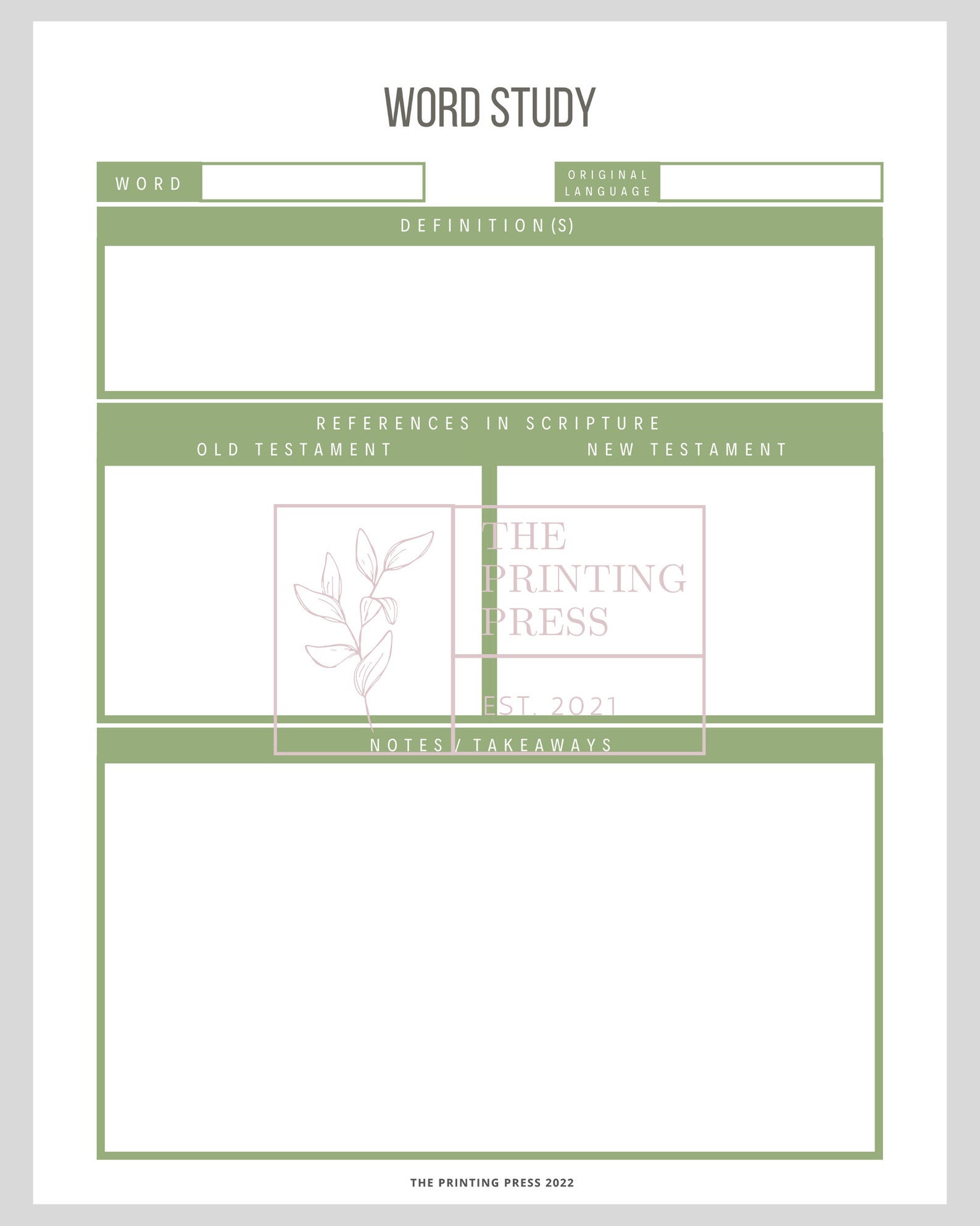 Word Study, Bible Study, Bible Study Printable, Minimalist Bible Study ...