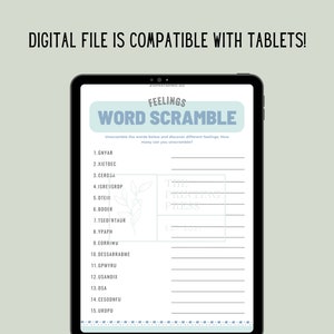 Feelings Word Scramble Game, Mental Health Counseling, School ...