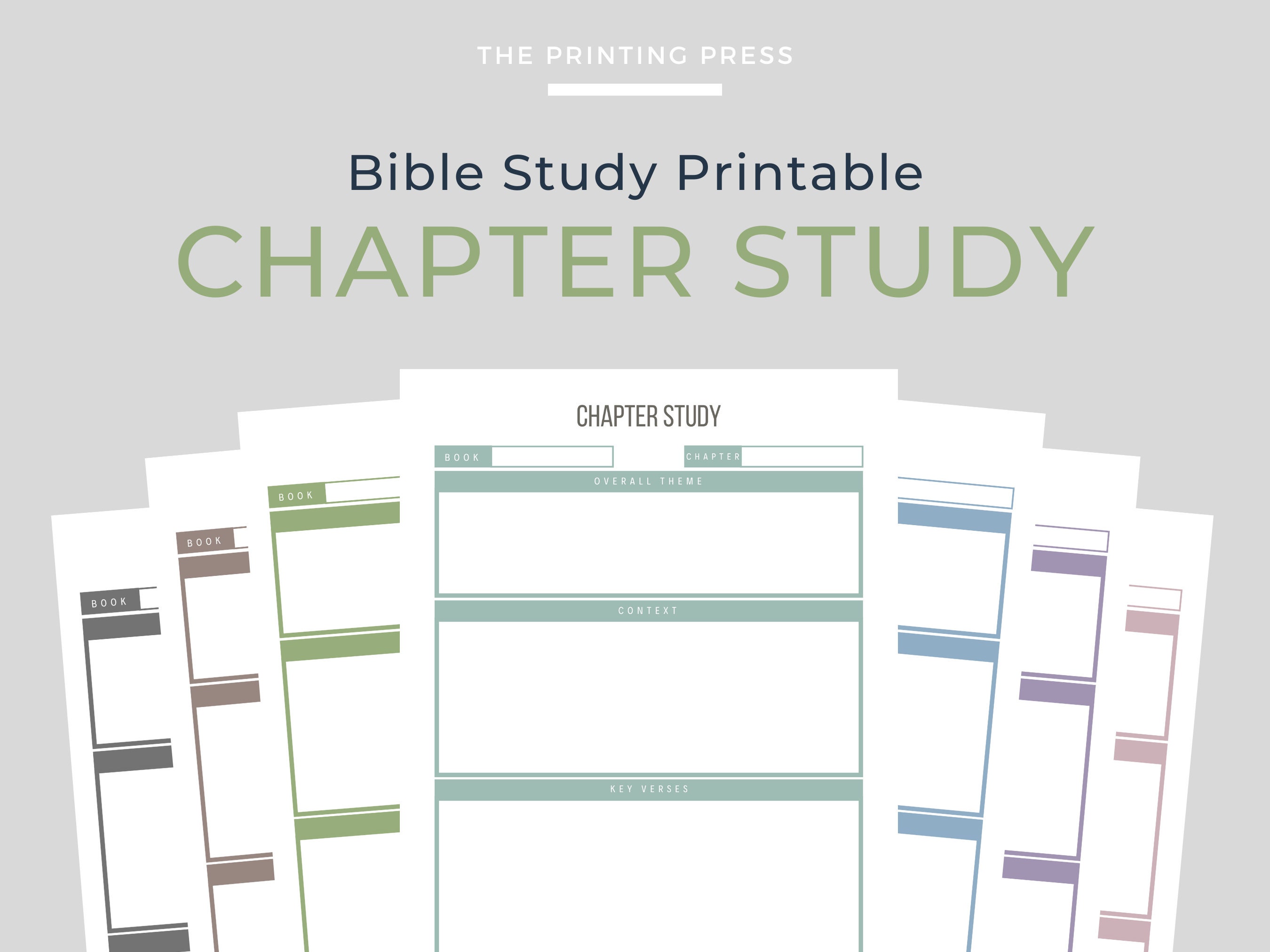 Bible Chapter Study Template, Minimalist Bible Study Tools, Christian ...