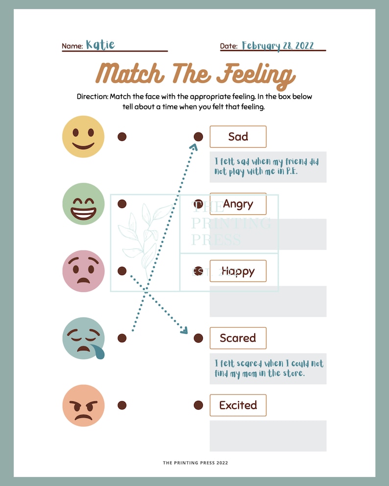 Feelings Worksheet, Mental Health Printable PDF, Identify Emotions ...