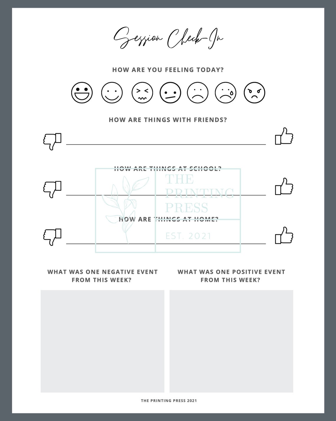Therapy Session Check In, Therapy Tools, Mental Health Printable ...