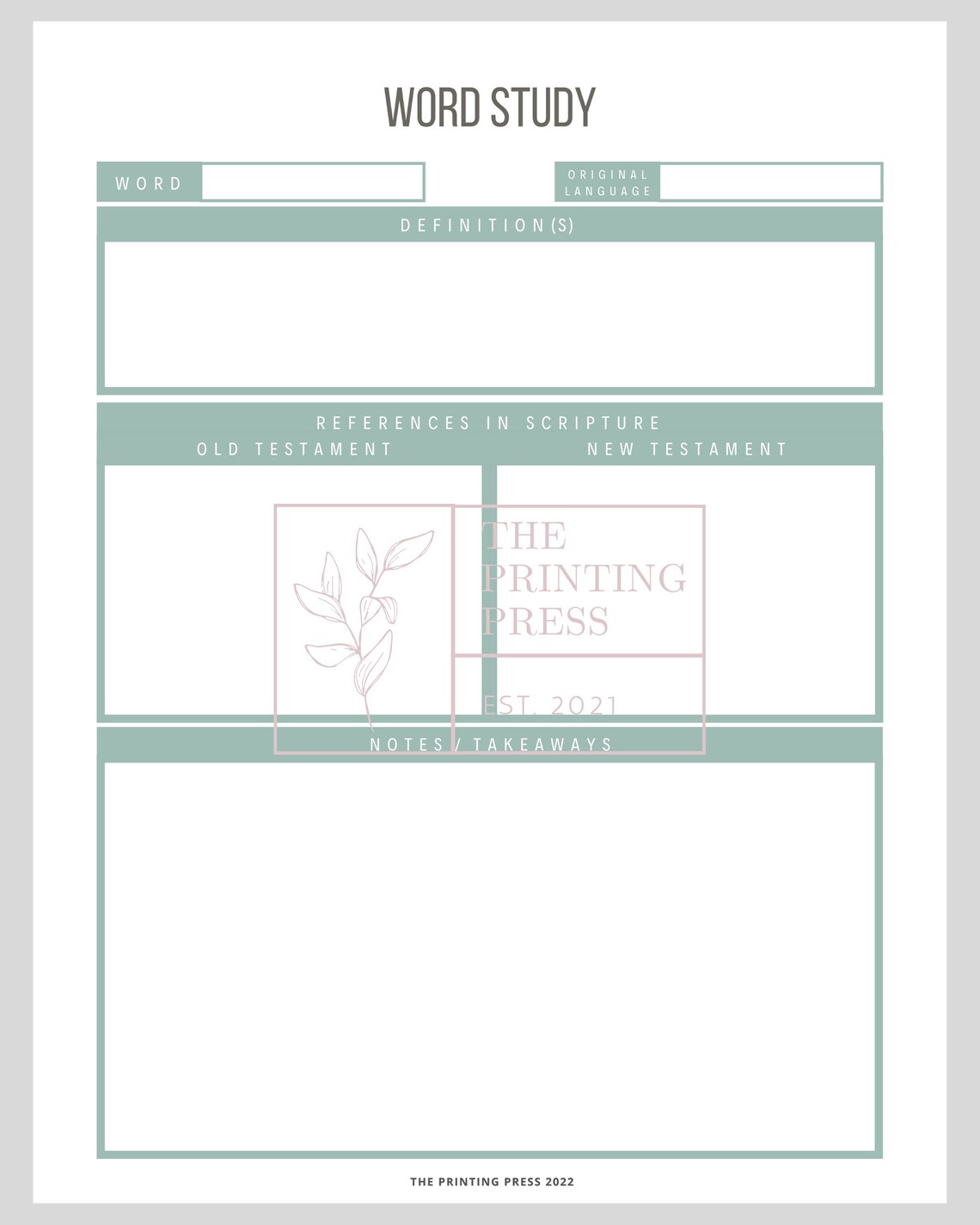 Word Study, Bible Study, Bible Study Printable, Minimalist Bible Study ...