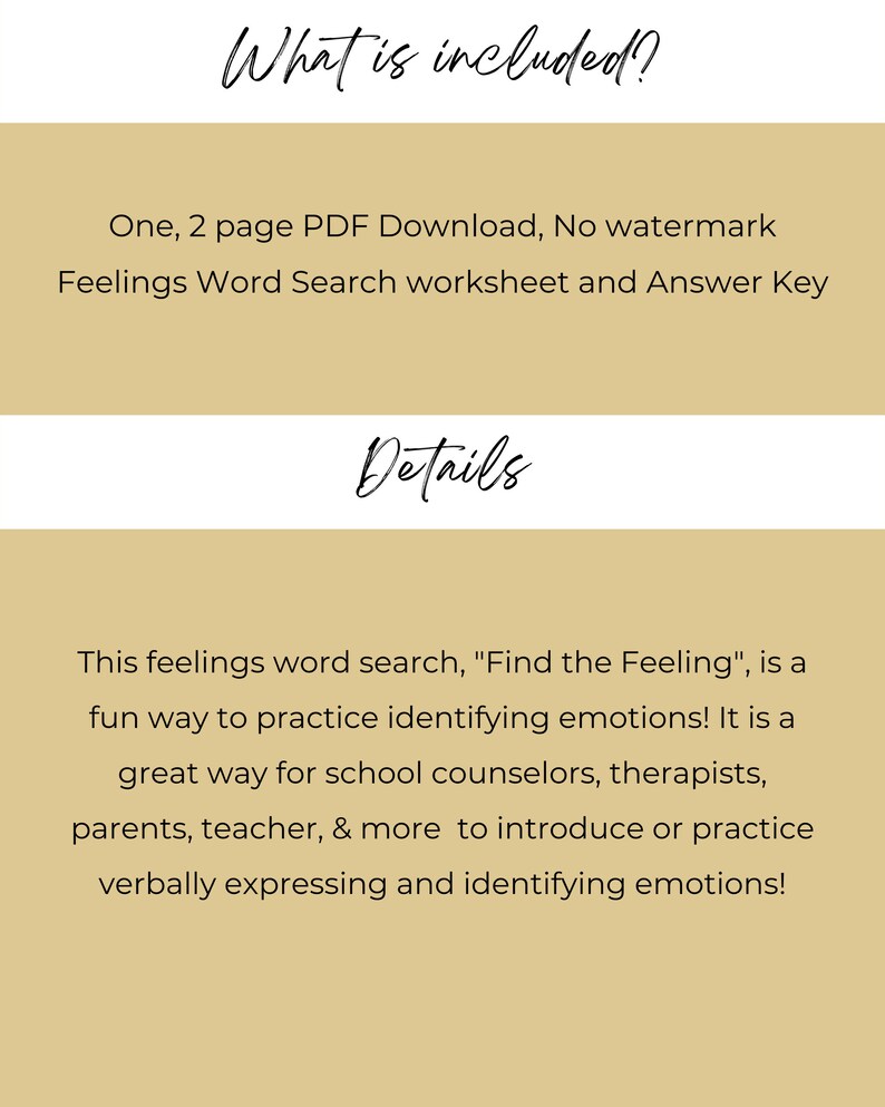 Feelings Word Search Printable PDF, Therapy Printable Worksheets, Child ...