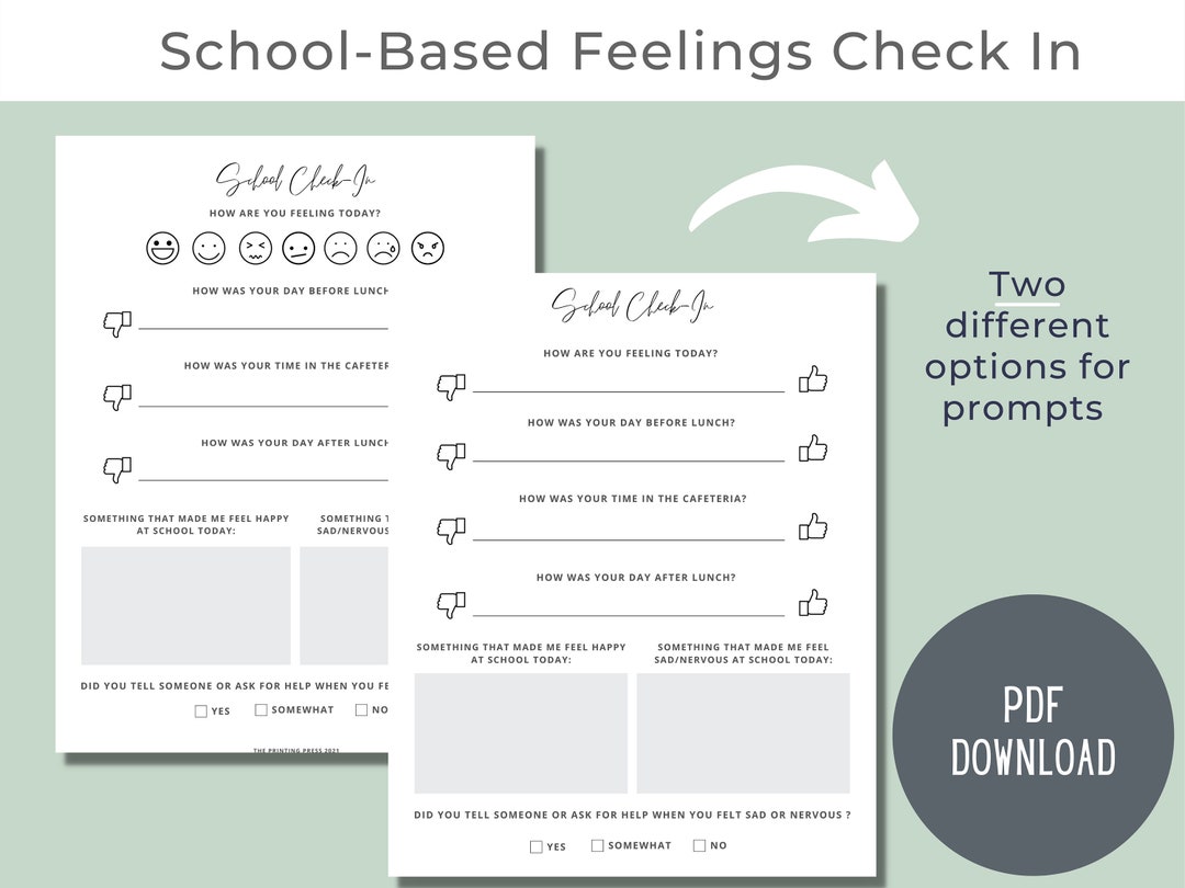 School Check In, School-based Check In, Student Check-in, Feelings ...