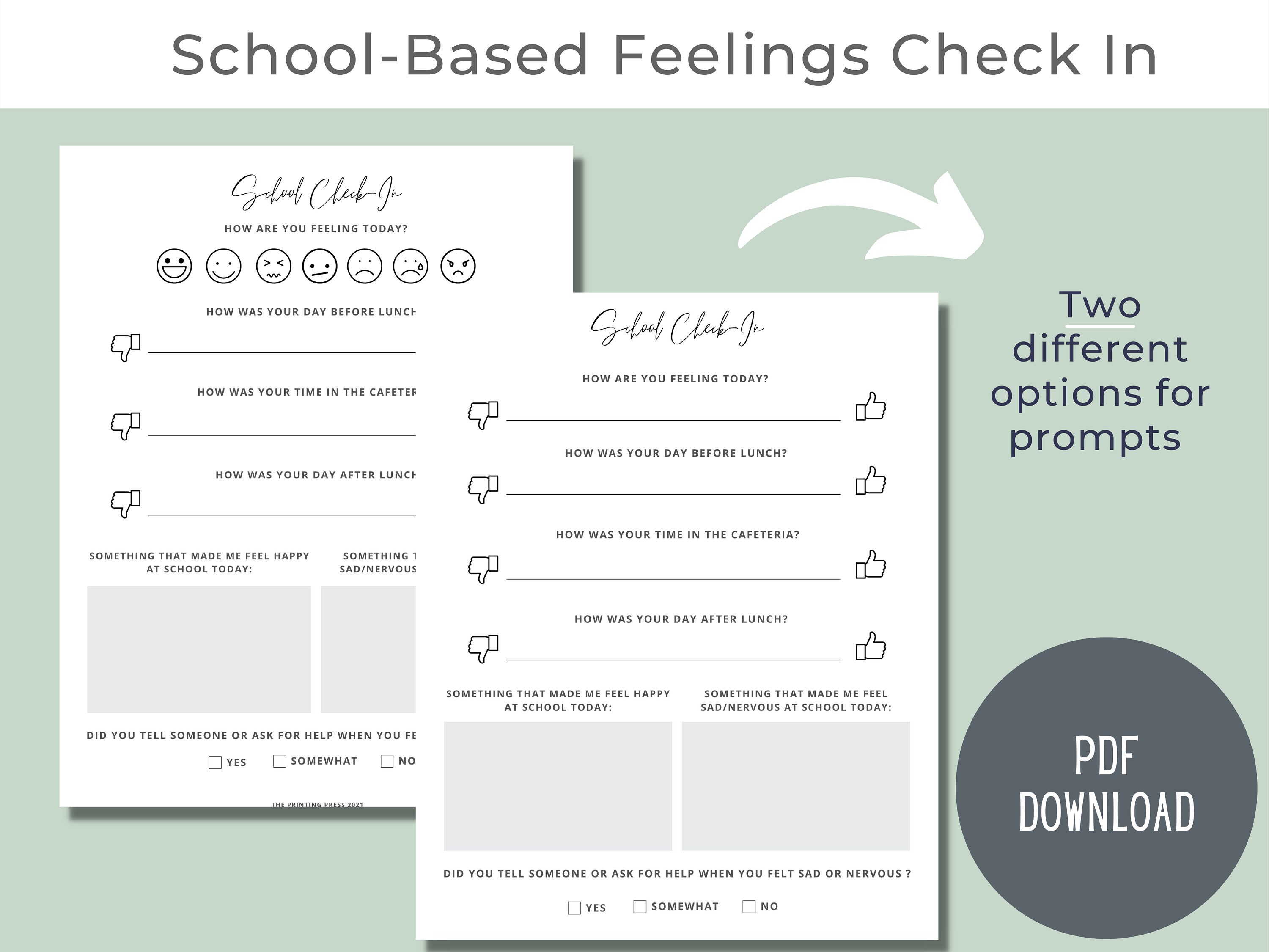 School Check In, School-based Check In, Student Check-in, Feelings ...