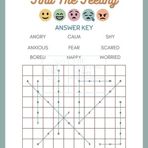Feelings Word Search Printable PDF, Therapy Printable Worksheets, Child ...