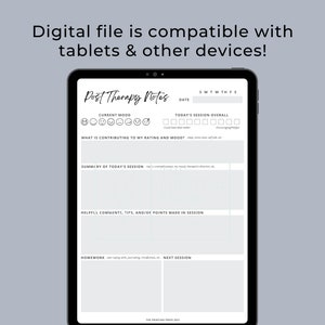 Post Therapy Check in & Notes, Therapy Tools, Digital Therapy Notes ...