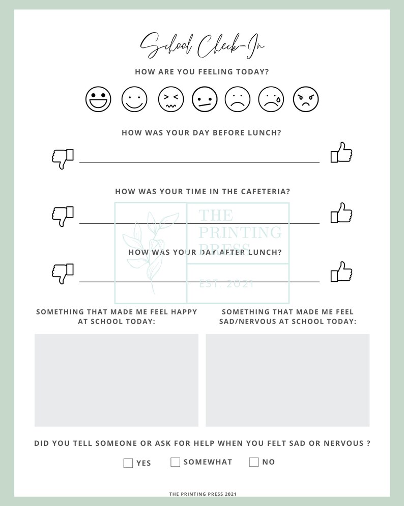 School Check In, School-based Check In, Student Check-in, Feelings ...