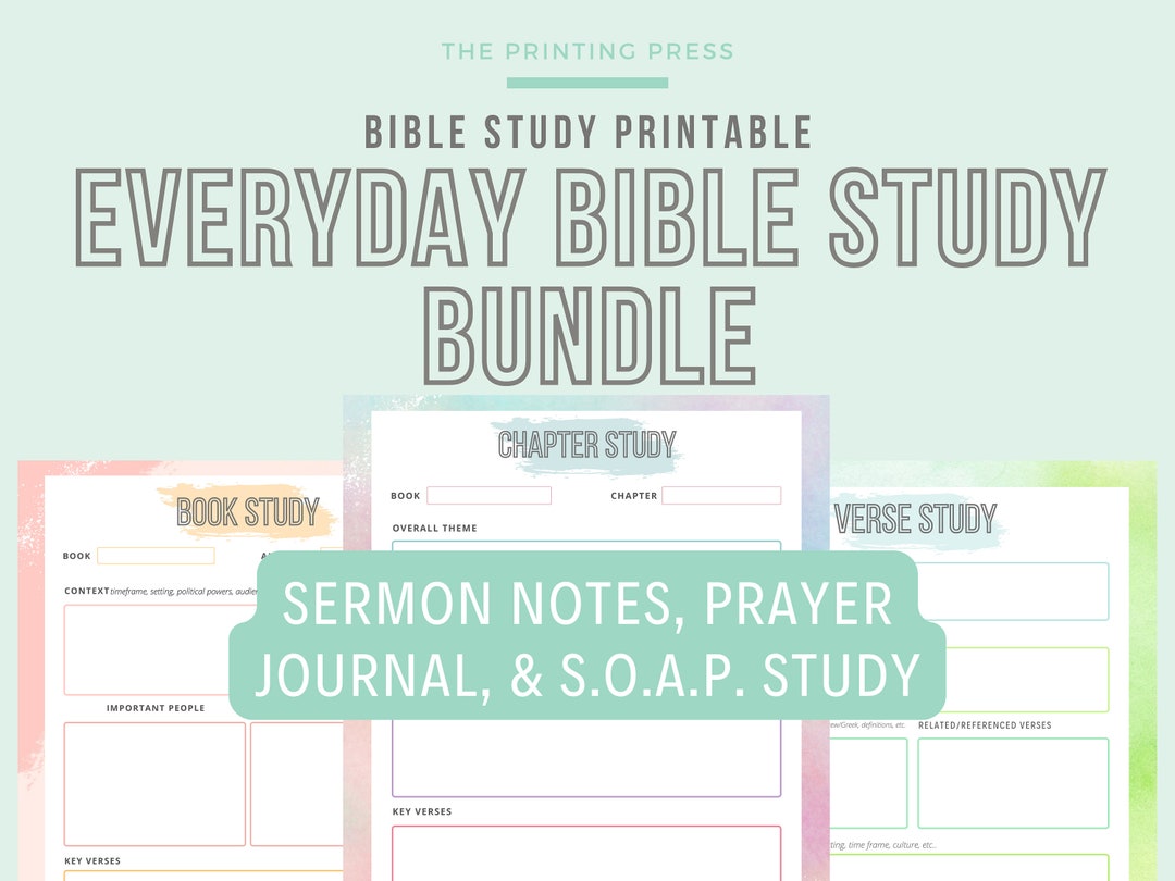 Everyday Bible Study Bundle | Personal Bible Study Template | Sermon ...