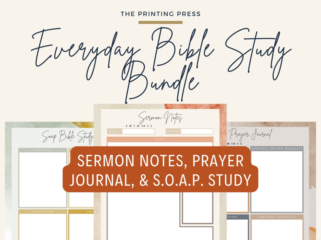 Everyday Bible Study Bundle | Digital Sermon Notes Printable | Sermon ...