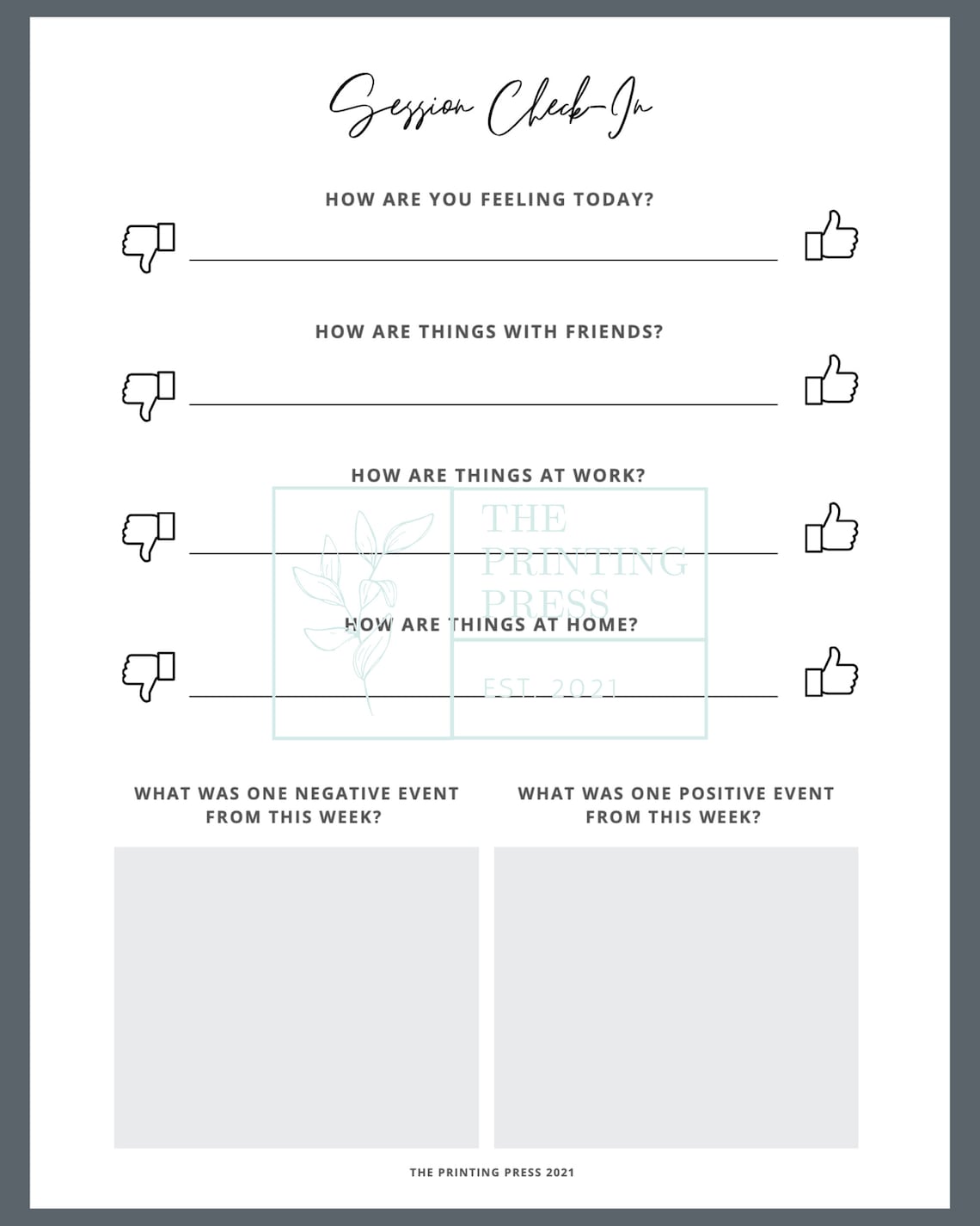 Therapy Session Check In, Therapy Tools, Mental Health Printable ...