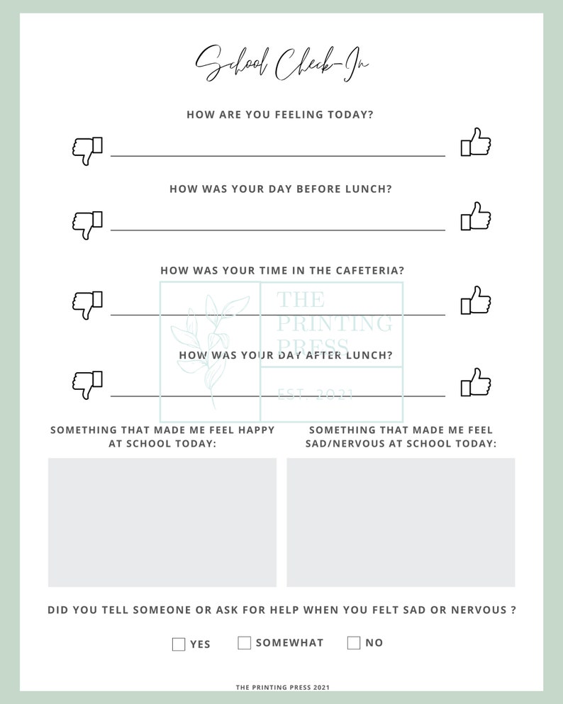 School Check In, School-based Check In, Student Check-in, Feelings ...