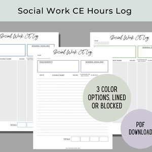 Social Work CE Hours Log, License Renewal Tracker (digital Download) - Etsy