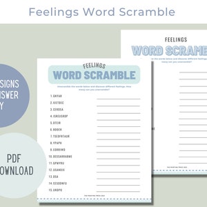 Feelings Word Scramble Game, Mental Health Activity (PDF File) - Etsy