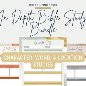 In Depth Bible Study Bundle | Biblical Character, Word, & Location ...