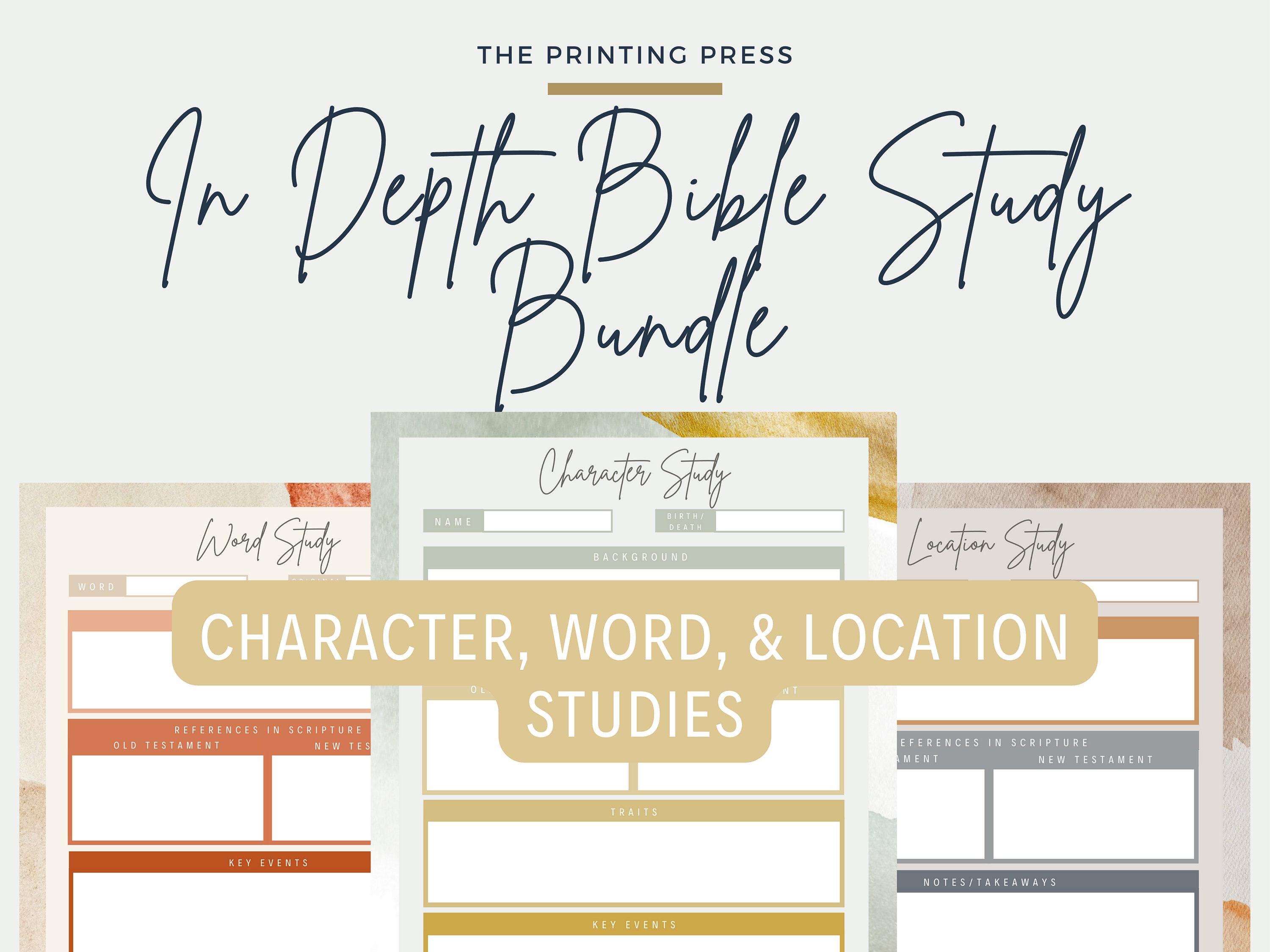 In Depth Bible Study Bundle | Biblical Character, Word, & Location ...