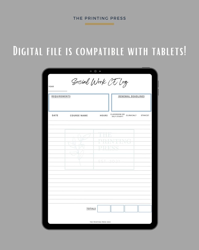 Social Work CE Hours Log, License Renewal Tracker (digital Download) - Etsy
