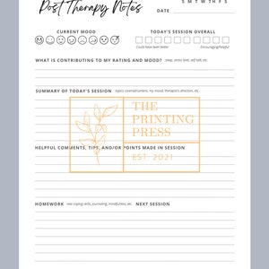 Post Therapy Check in & Notes, Therapy Tools, Digital Therapy Notes ...