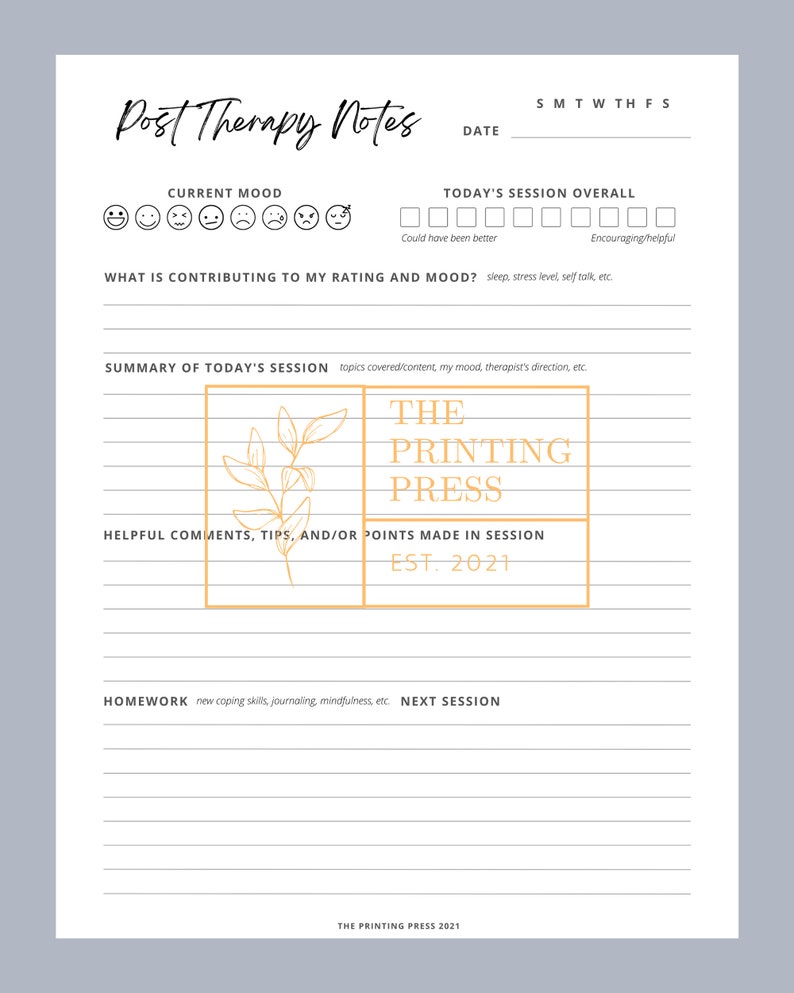 Post Therapy Check in & Notes, Therapy Tools, Digital Therapy Notes ...