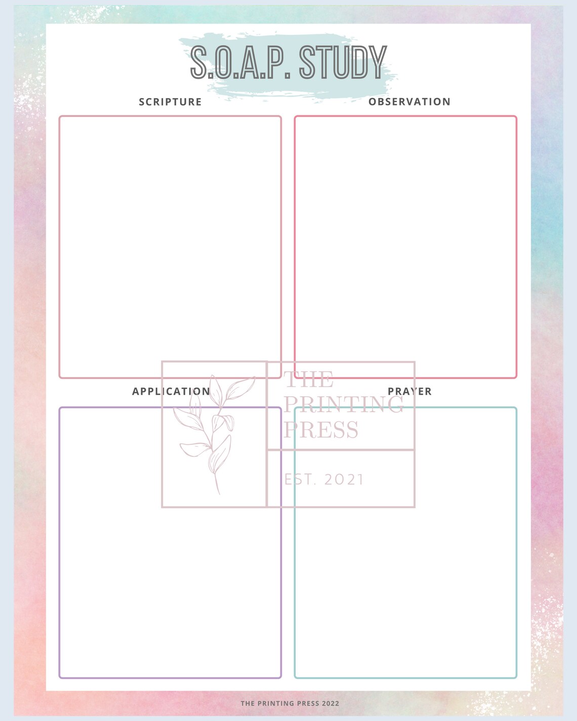 SOAP Bible Study Template Bible Study Digital Download PDF - Etsy