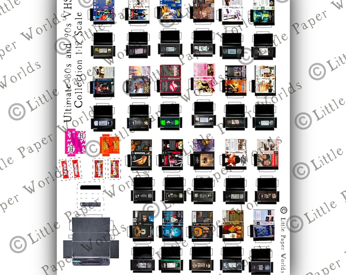 Mini 1:6 VHS K-Z Titles Tapes Choose the Movie Retro Miniatures 80's ...