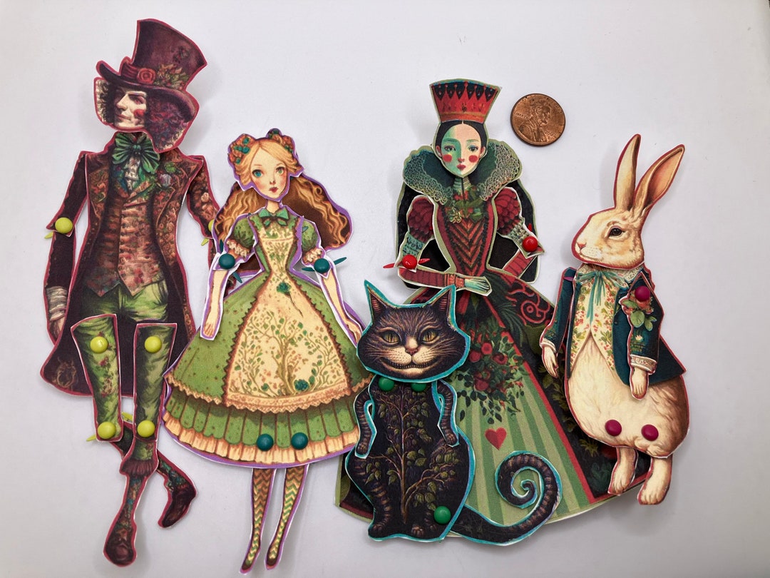 Folky Magical Alice in Wonderland DIY Articulated Paper Dolls for ...