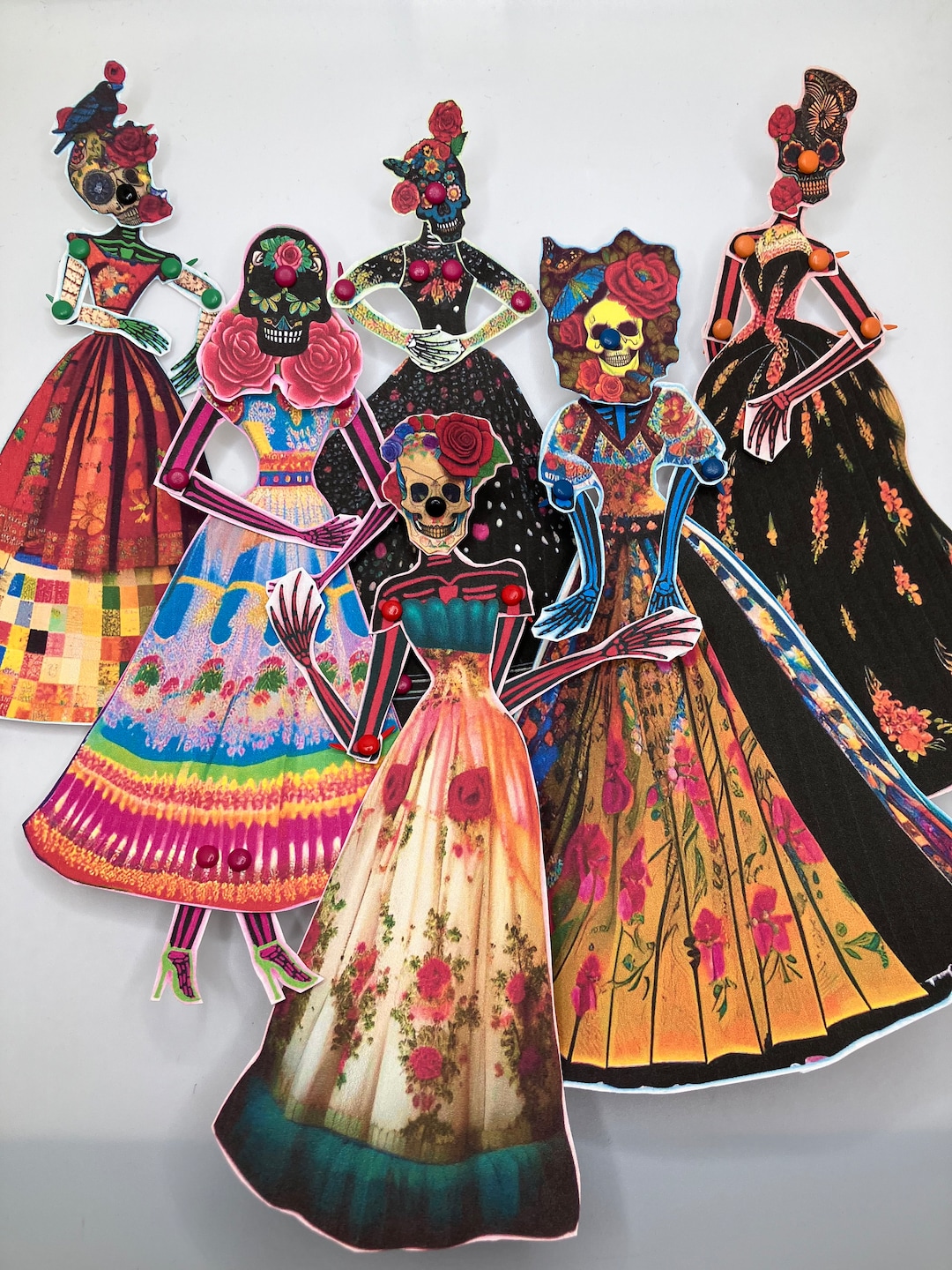 1:12 Scale Mexican Folk Art Style Articulated Paper Art Dolls in ...