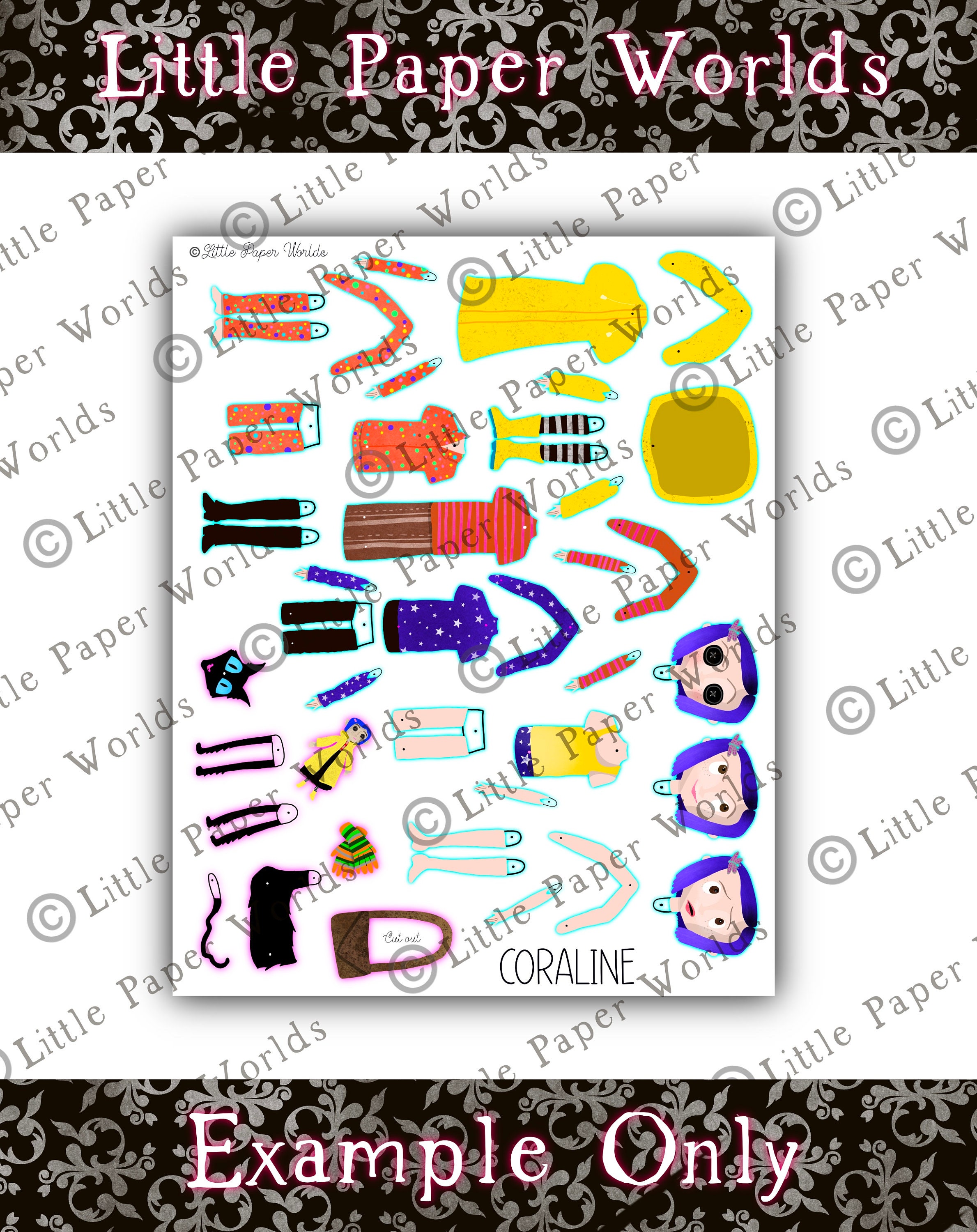 DIY Coraline Articulated Paper Dolls With Accessories for 1:12 - Etsy