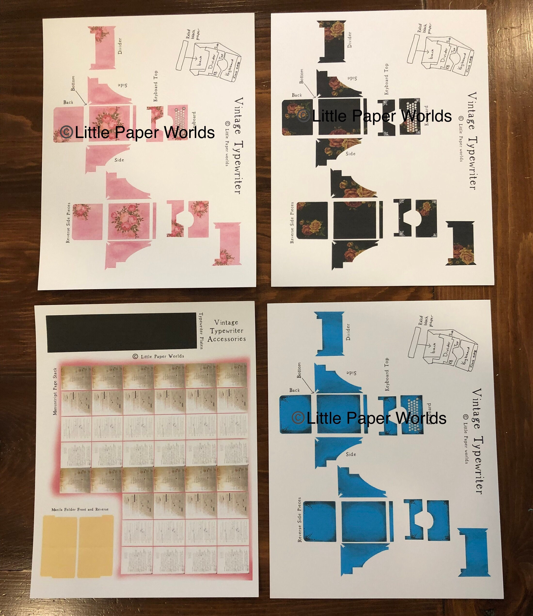 Dollhouse Vintage Typewriters Printable 1:12 Scale Pink Teal - Etsy