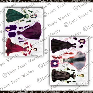 1:12 Scale Articulated Paper Art Dolls Six Beautiful Vampires in Gothic ...