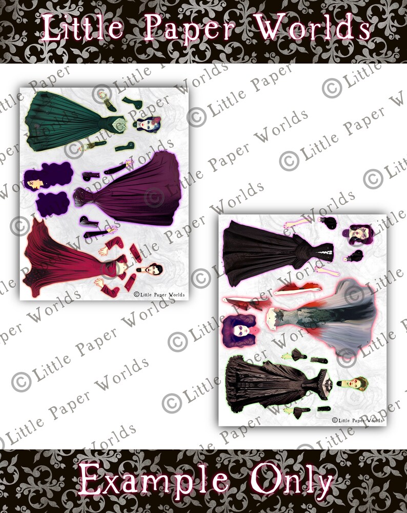 1:12 Scale Articulated Paper Art Dolls Six Beautiful Vampires - Etsy