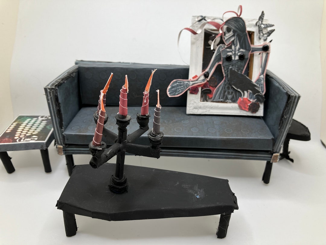 1:12 Scale Coffin Couch and Gothic Living Room for Halloween Witch's ...