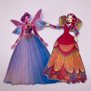 1:12 Scale Articulated Paper Art Dolls With Beautiful Fairy Gowns and ...