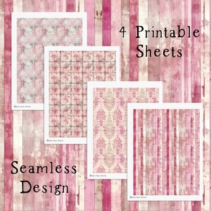 DIY Printable PINK Shabby Chic 1:12 Scale Wallpaper Collection for ...