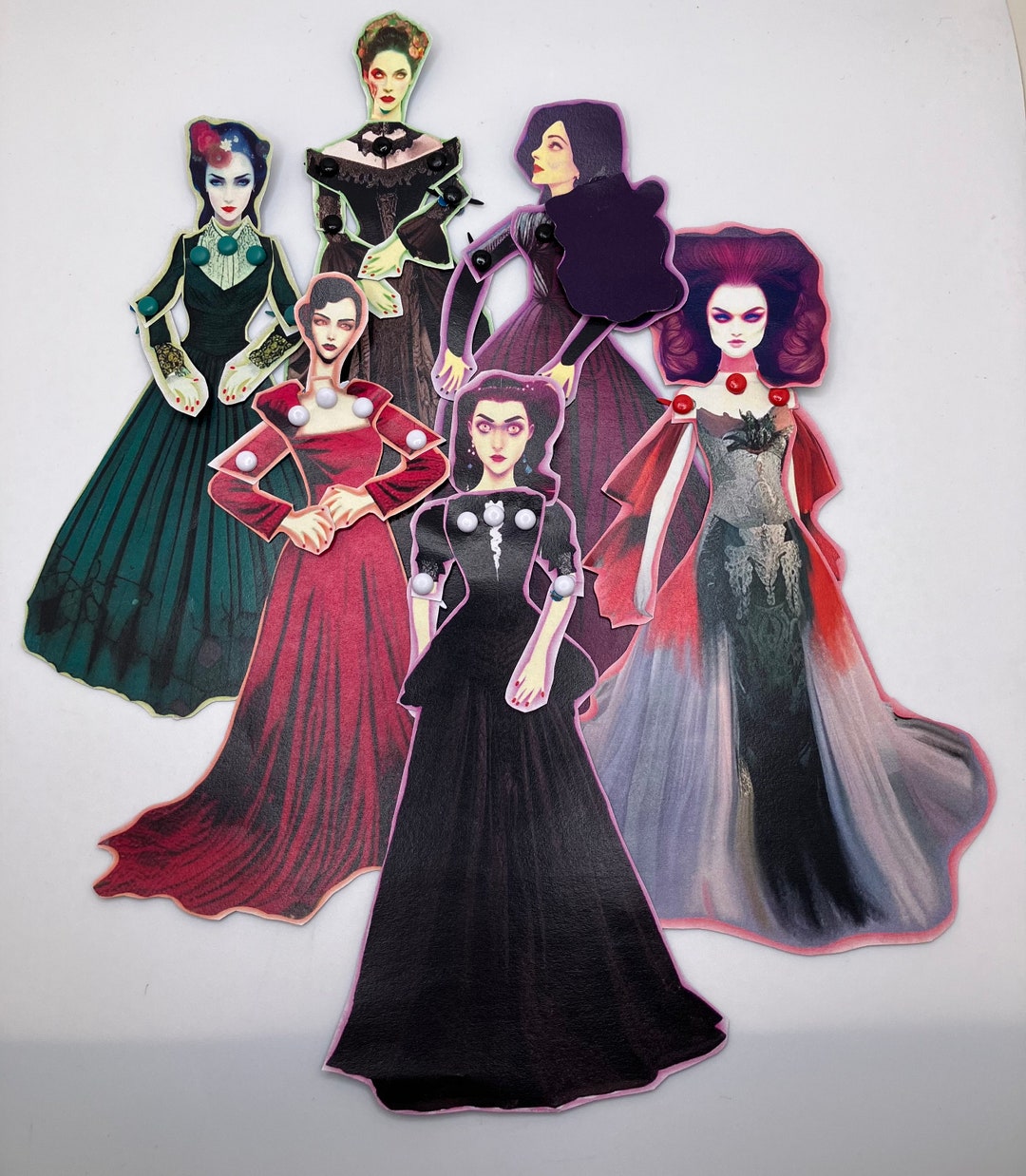 1:12 Scale Articulated Paper Art Dolls Six Beautiful Vampires in Gothic ...