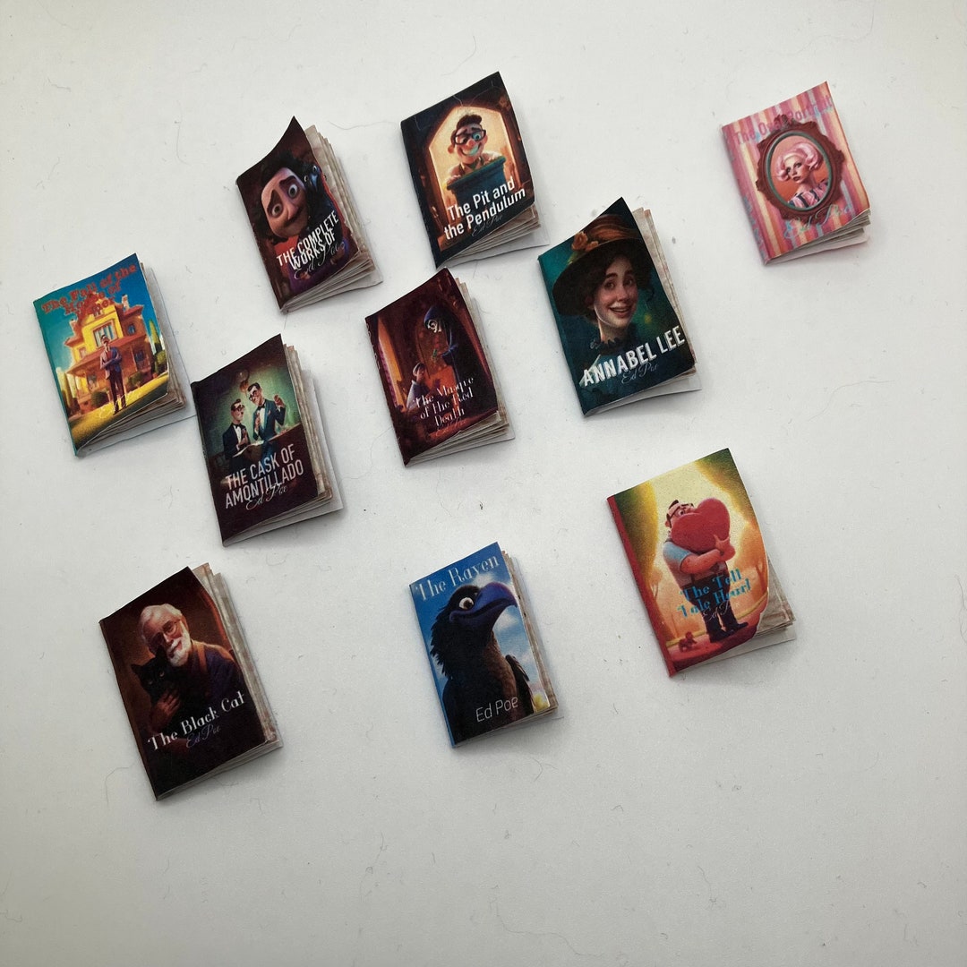 Edgar Allan Poe Mini Books, but They Are Happy-go-lucky, Edgar Allan Poe Art Doll, Collectible ...