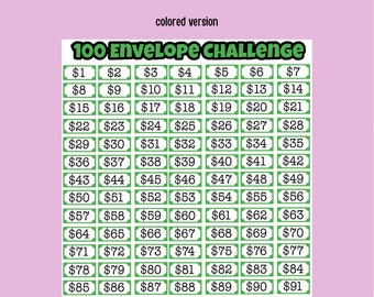 Money Saving Challenge | 100 Envelope Challenge | Digital Download ...