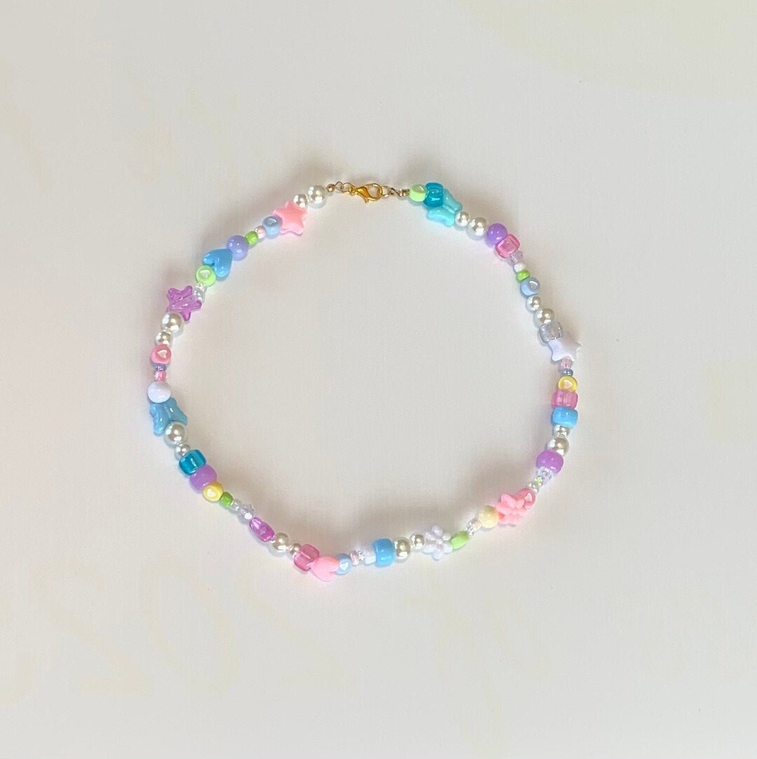 Colorful Pastel Beaded Necklace Etsy