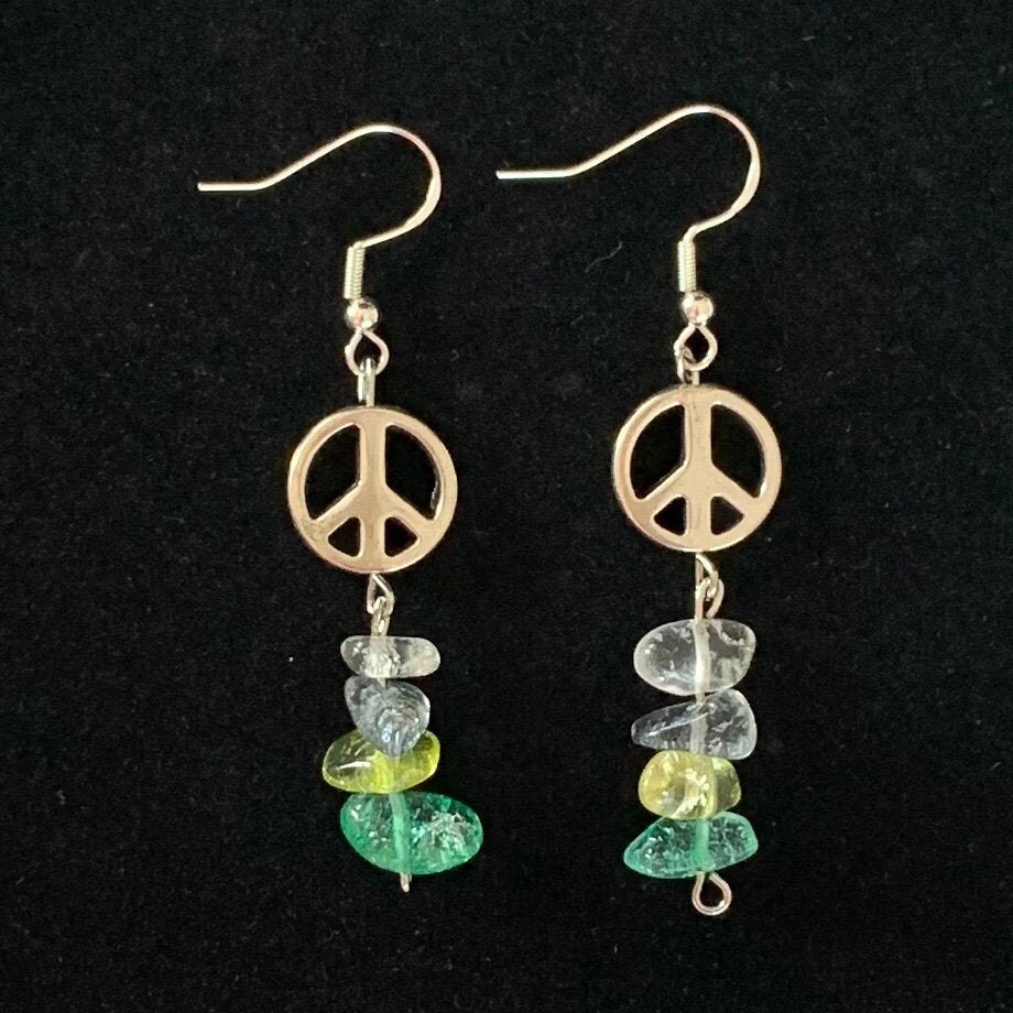 Crystal Peace Sign Earrings - Etsy