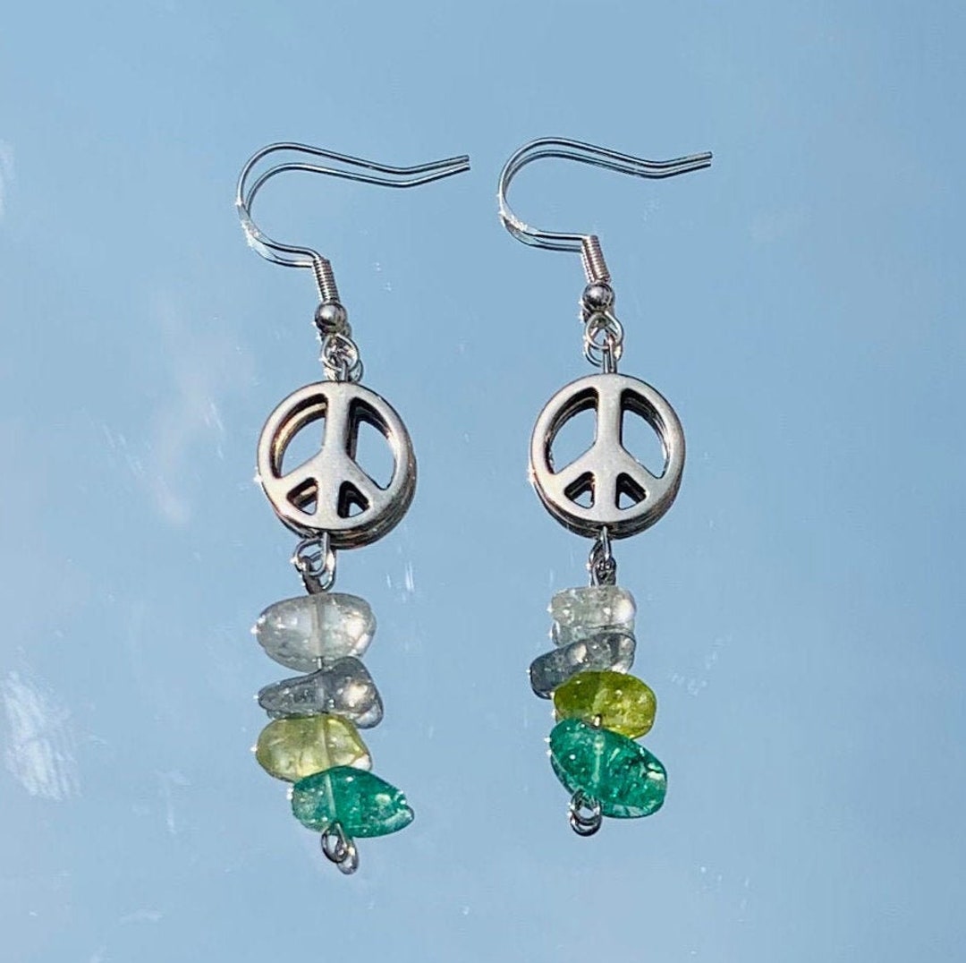 Crystal Peace Sign Earrings - Etsy