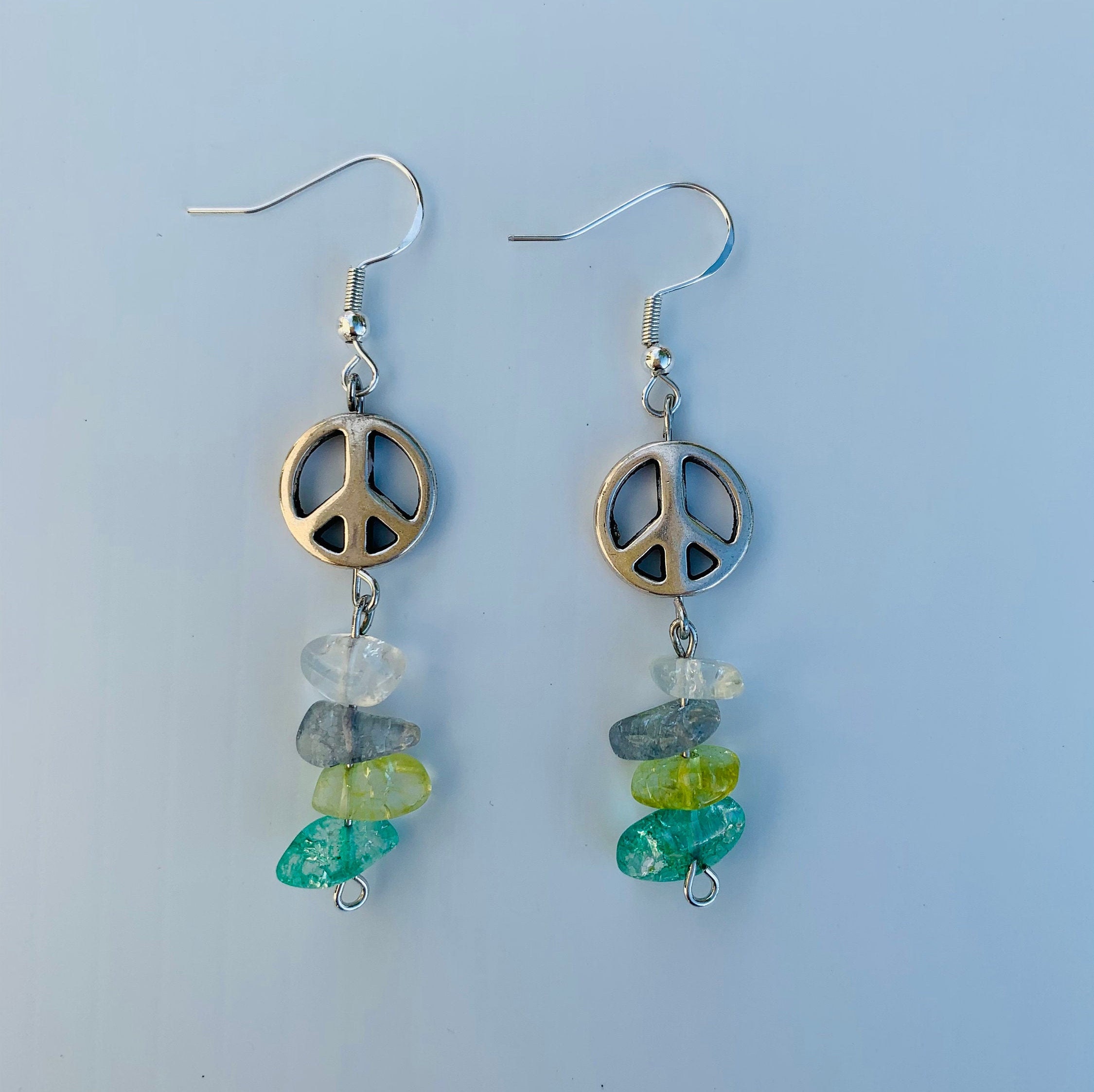 Crystal Peace Sign Earrings - Etsy