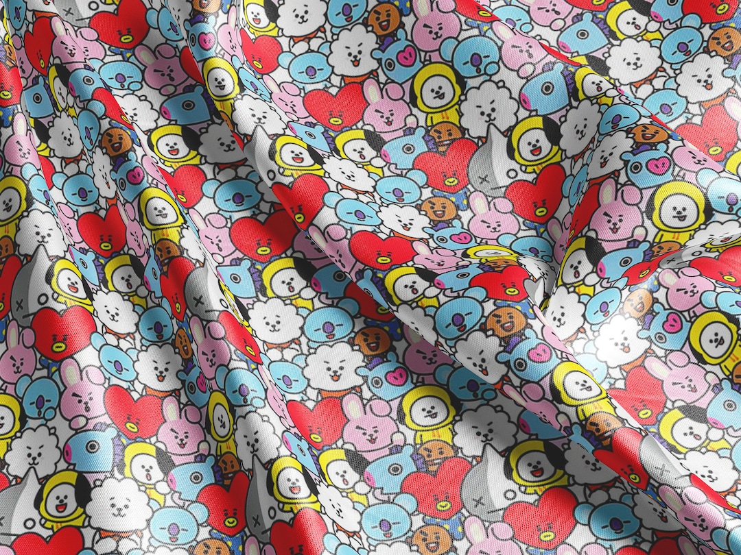 K-pop Elegance: Bts-inspired Printed Satin Fabric by the Meter - Etsy