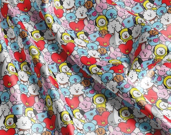 K-pop Elegance: Bts-inspired Printed Satin Fabric by the Meter - Etsy
