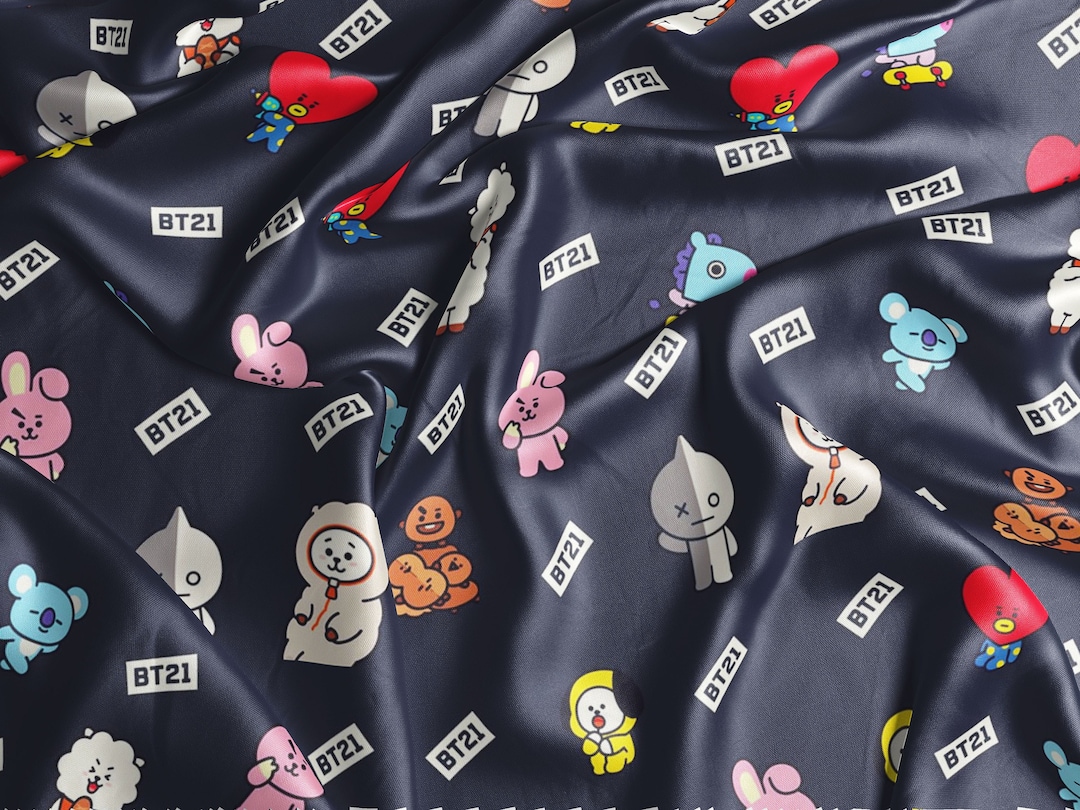 K-pop Elegance: Bts-inspired Printed Satin Fabric by the Meter - Etsy